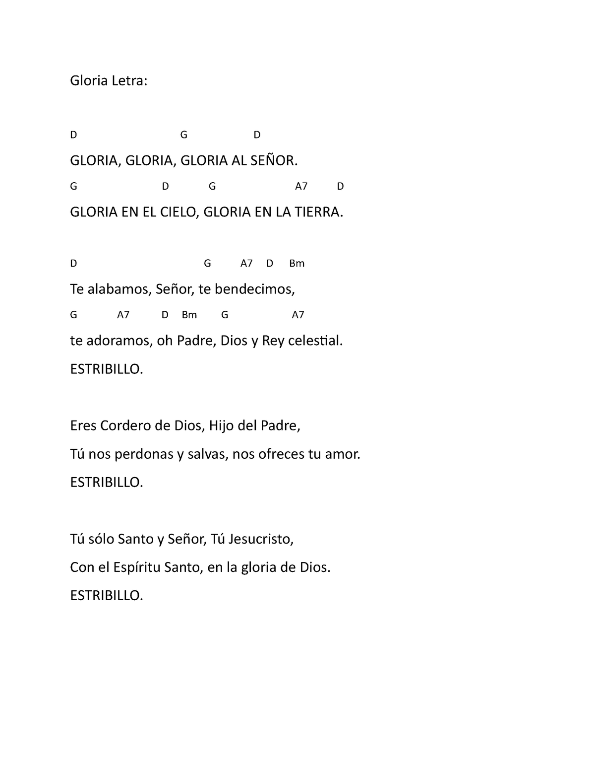 Canto Gloria al Señor Letra - Encuentra la letra de Gloria al Señor ...
